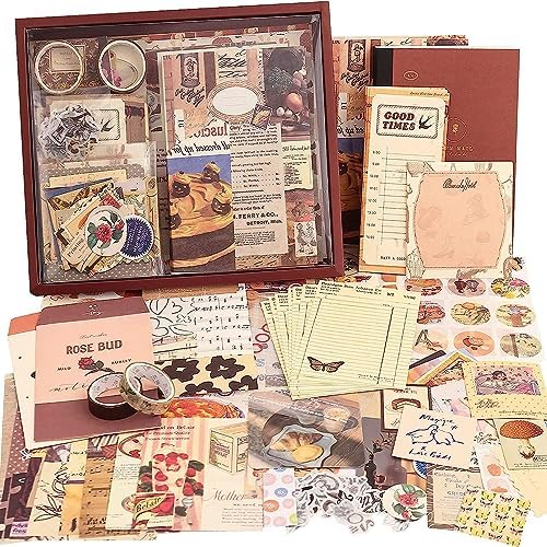 YHOME 346 Pcs Scrapbooking Supplies Kit,Vintage Scrapbook Supplies with ...