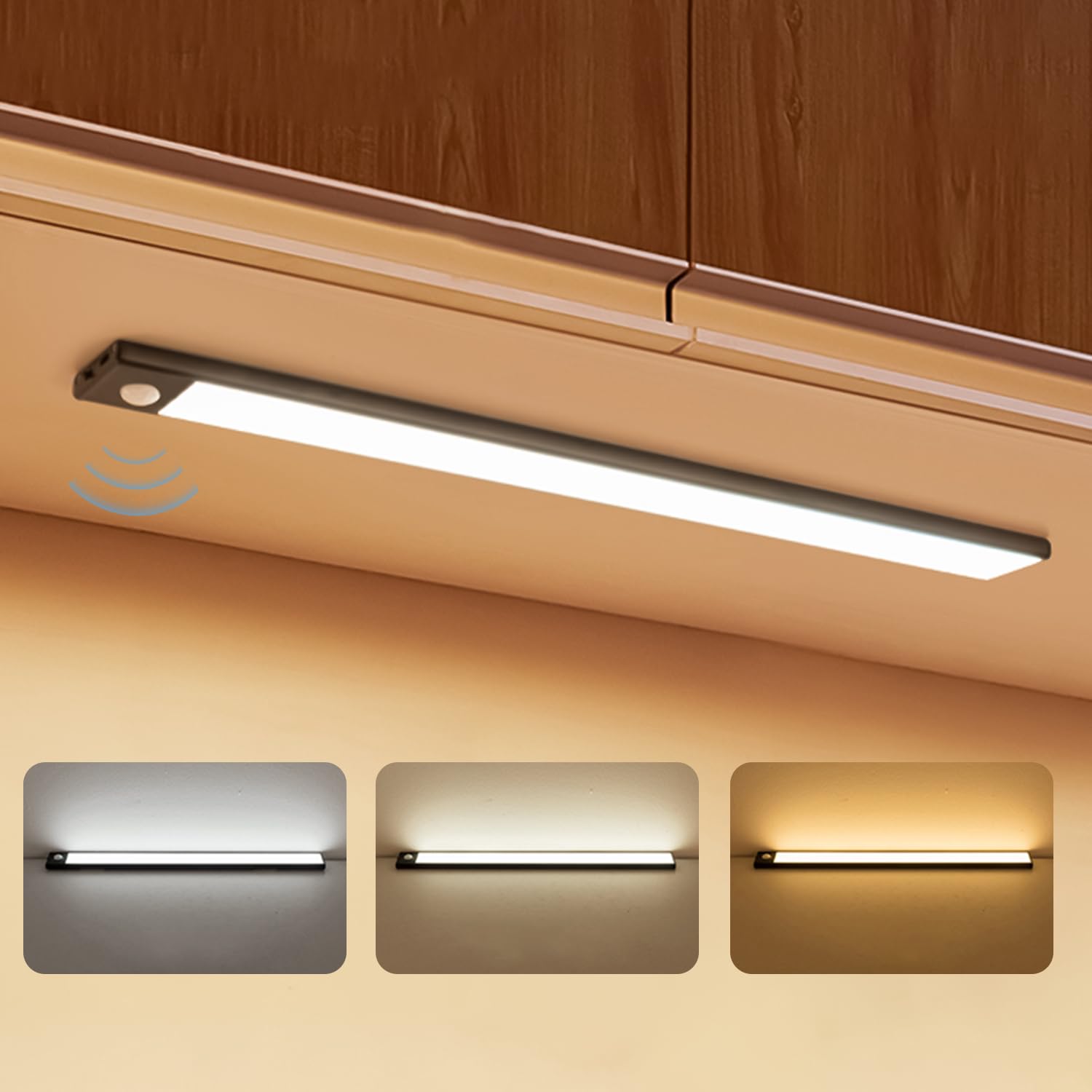 Yakiter Motion Sensor Closet Lights, 3-Color Dimming LED Rechargeable ...