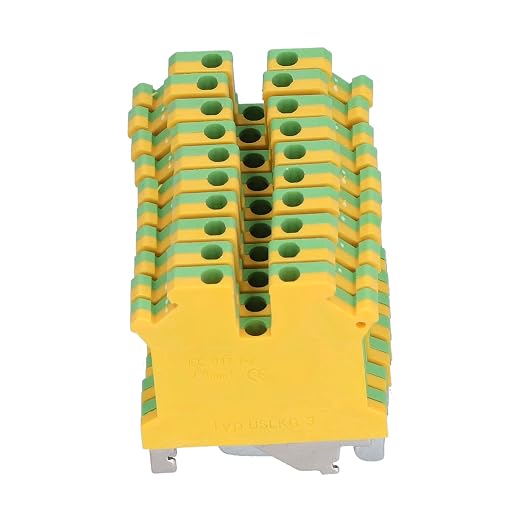 DIN Rail Terminals Block, Grounding Terminal Yellow Green Strong ...