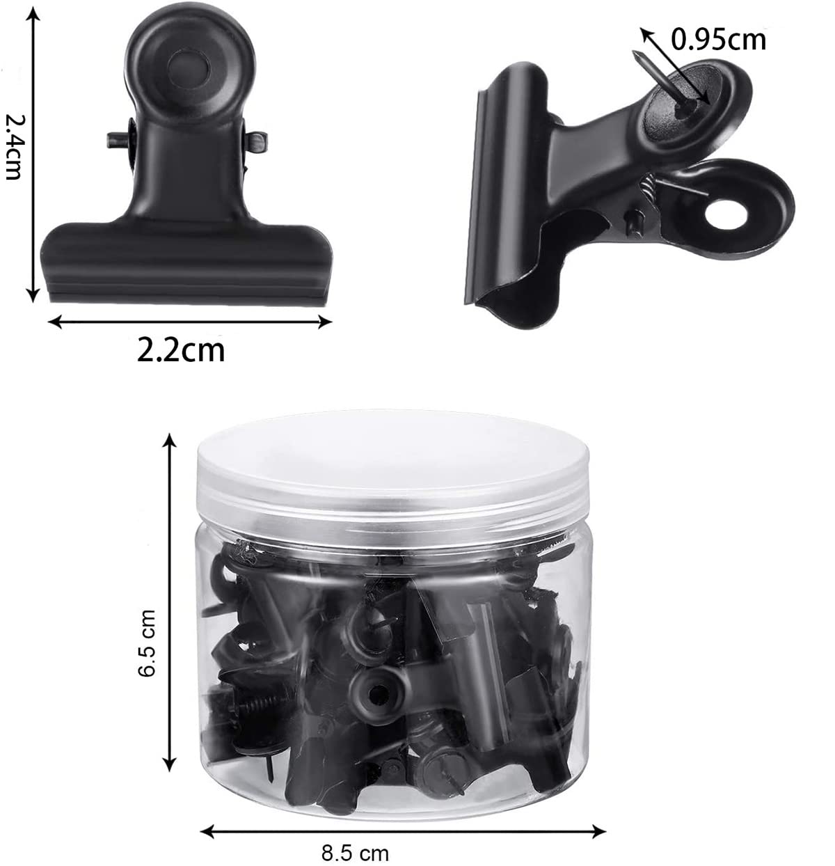 Snapklik.com : 30 Pieces Push Pin Clips, White, Metal, 95mm/037inch ...