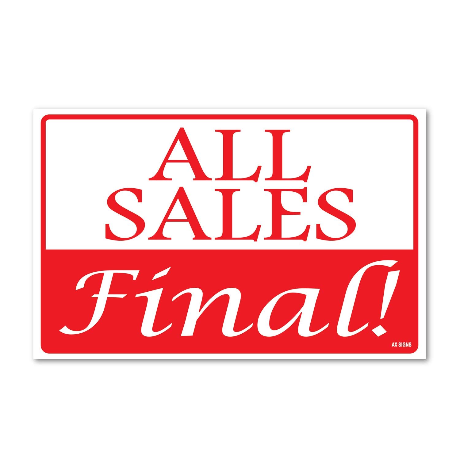 Amazon.com: All Sales Final! Sign Business Store Discount Promotions ...