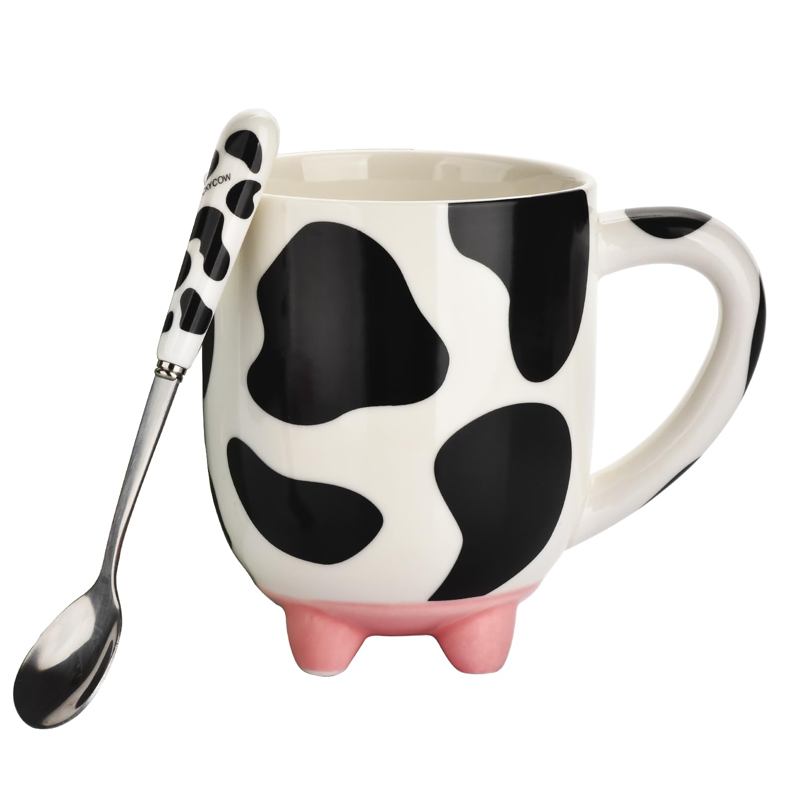 Amazon.com | BUYNEED 20 oz Cow Cute Mug Hand Painted Design Cow Print ...