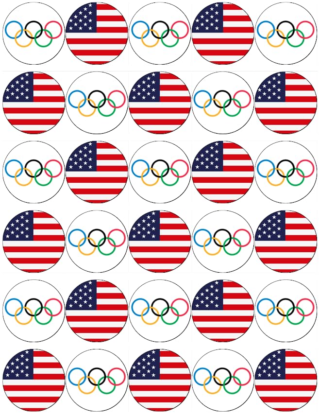 30 Olympics Logo United States Usa Flag Cupcake Toppers Edible ...