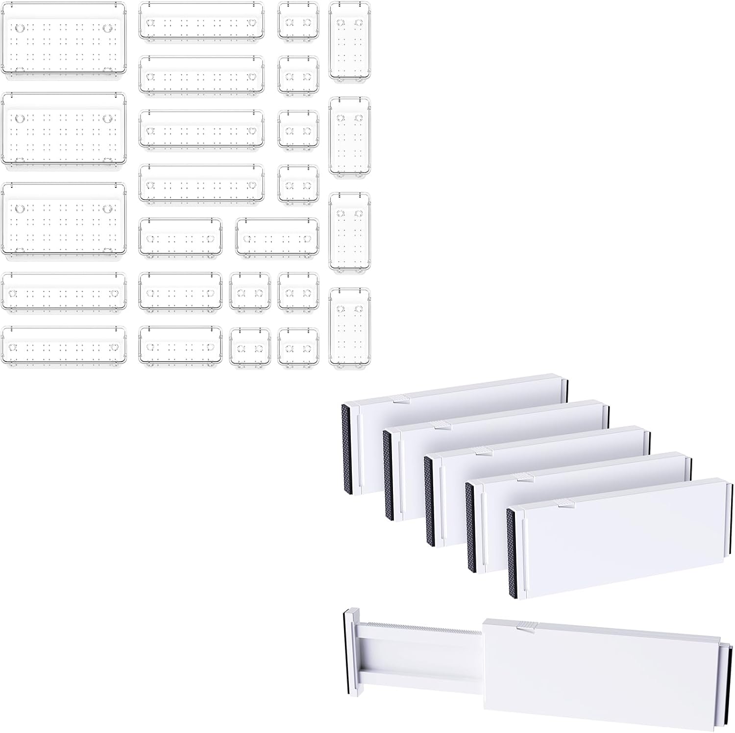 Amazon.com: Lifewit 25 PCS Drawer Organizer Set Clear Plastic Desk ...