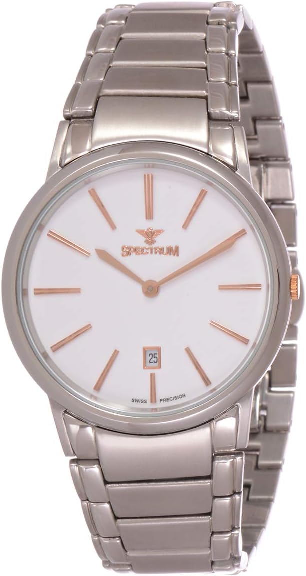 Spectrum Men's White Dial Stainless Steel Band Casual Watch - S12462M ...