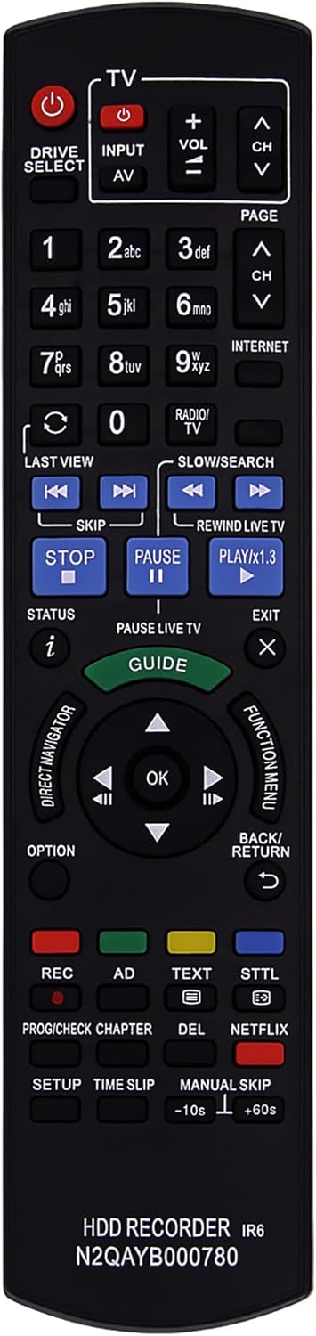 Riry Replacement Remote Control N2QAYB000780 for Panasonic DVD HDD ...