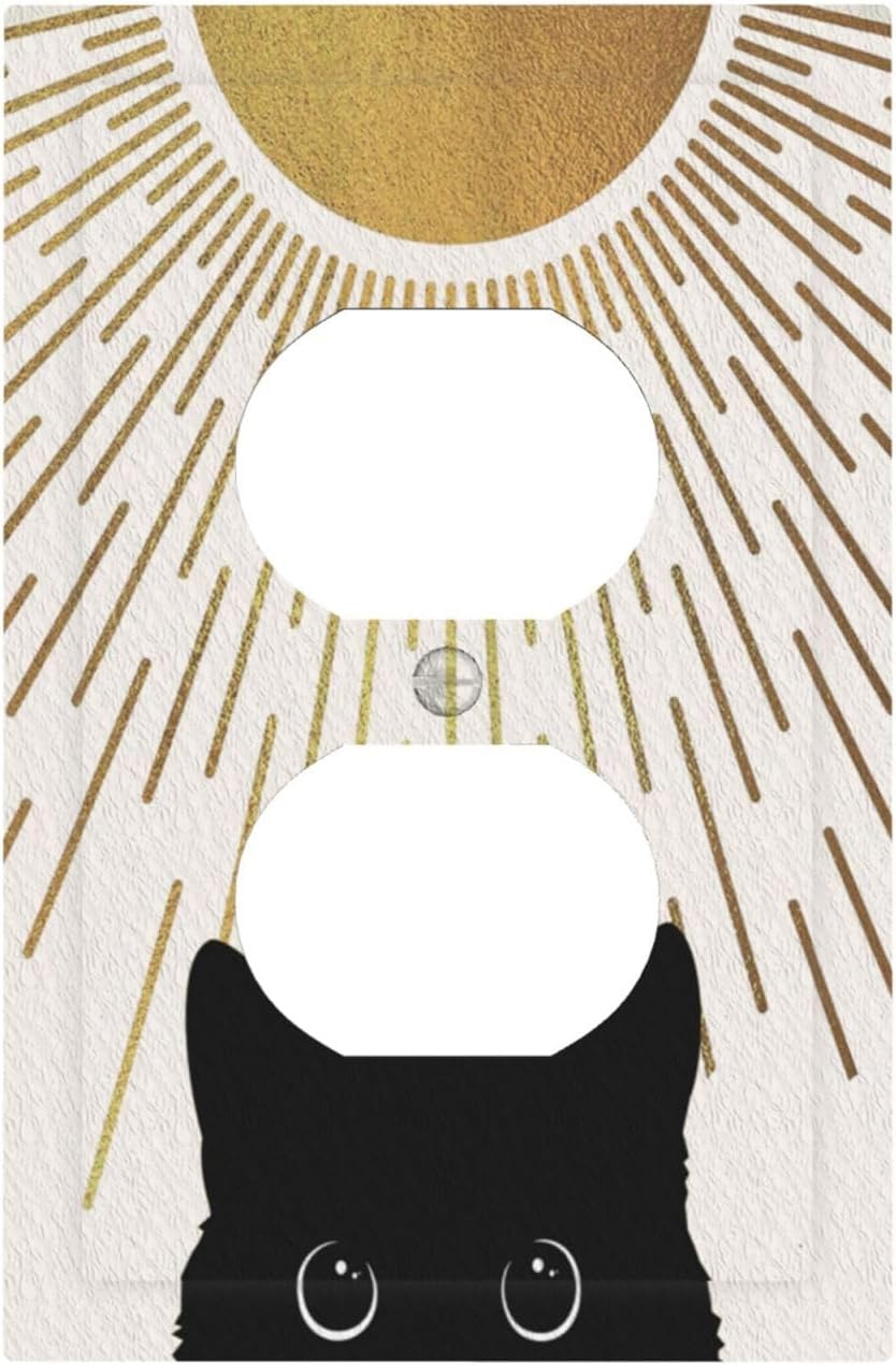 Outlet Cover 1 Gang Abstract Boho Mid Century Sun Cat Light Switch ...