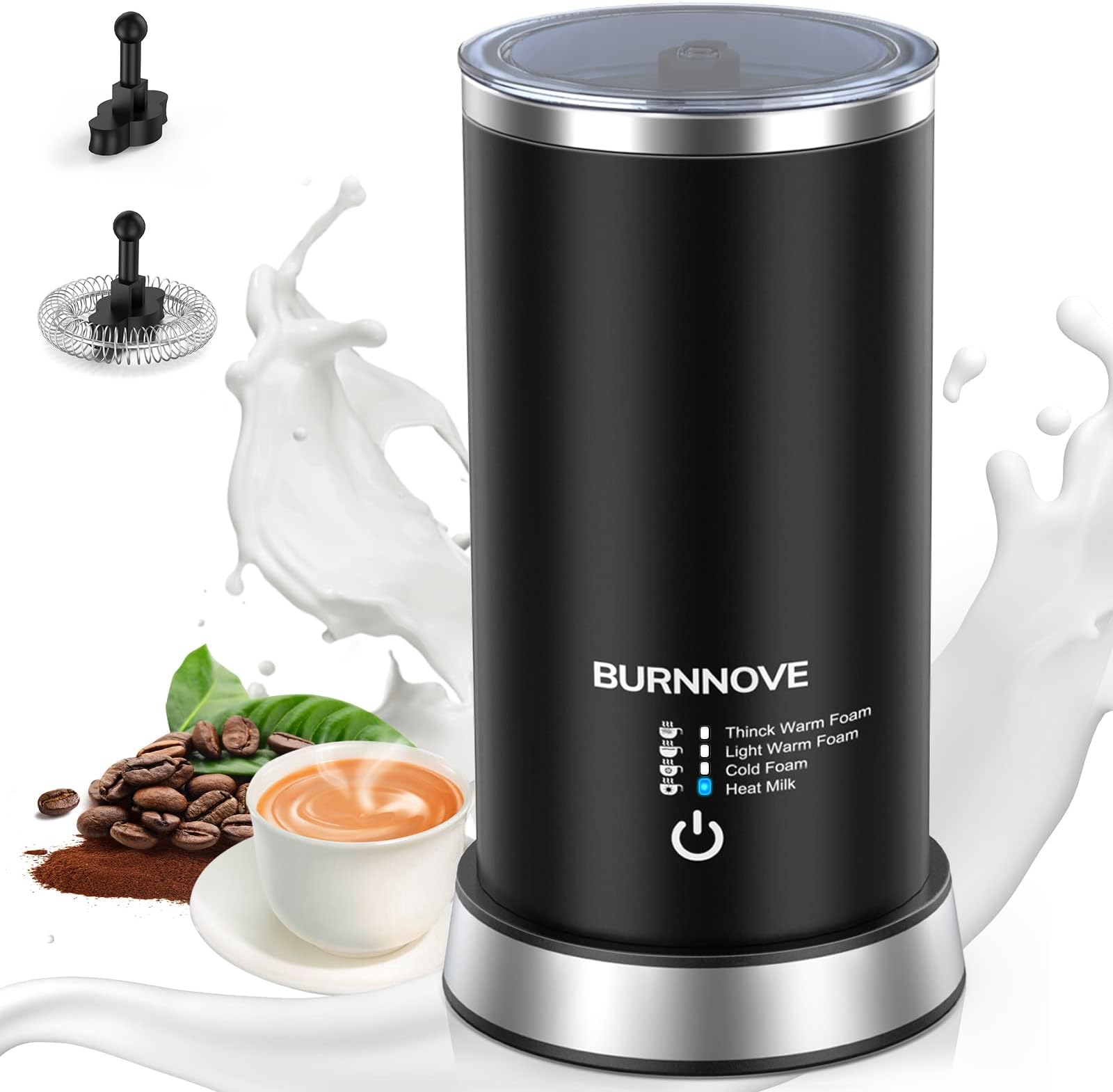BURNNOVE Mousseurs à Lait 600W 4 en 1 Mini Mousseur à Lait Électrique ...
