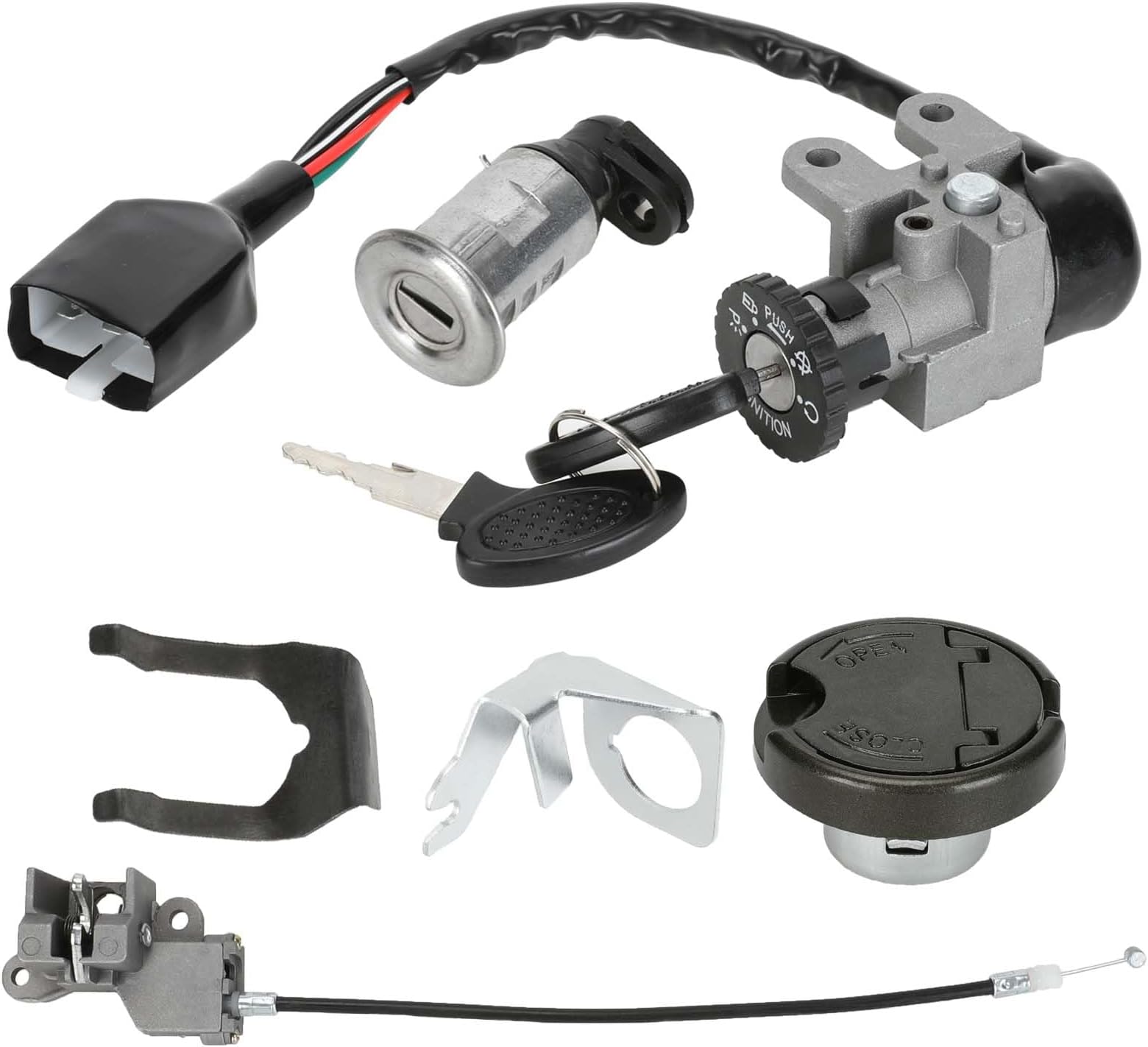 Amazon.com: Anxingo Scooter Ignition Key Switch Assembly, Ignition ...