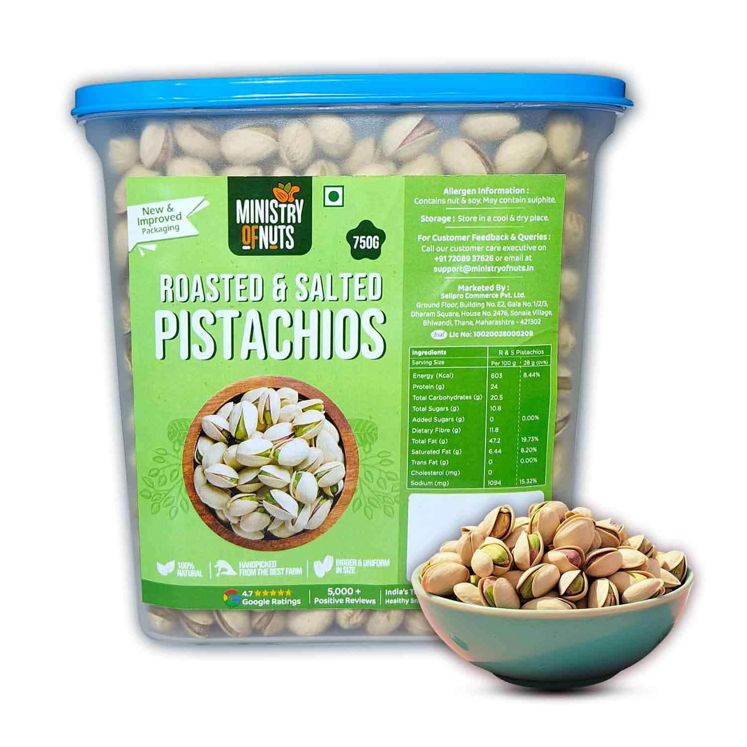 Mininstry of nuts Premium Californian Roasted & Salted Pistachios ...