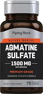 Amazon.com: Piping Rock Agmatine Sulfate Capsules | 1500mg | 70 Count | Premium Grade Supplement ...