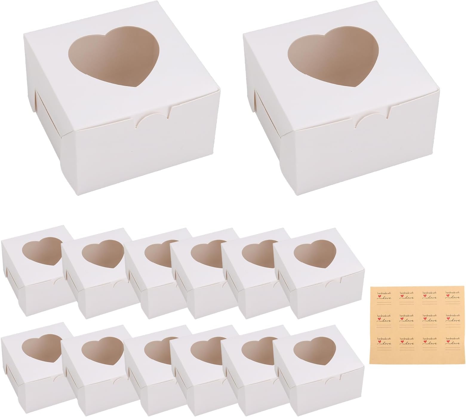 20 Pcs Small Cake Boxes with Stickers,4 Inch White Bakery Boxes with ...