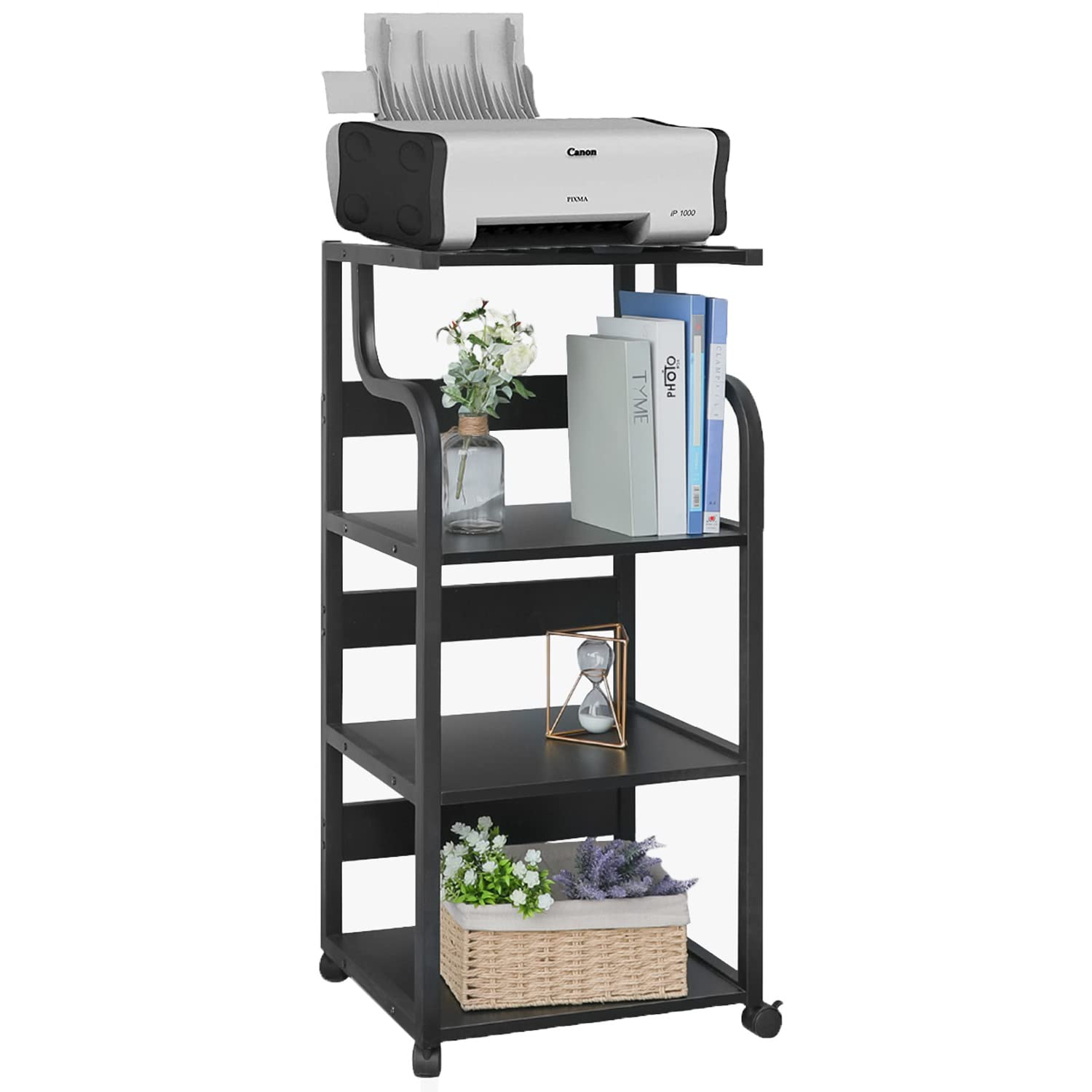 Amazon.com : Arlopu 4-Tier Printer Stand, 41.3" Large Rolling Printer ...
