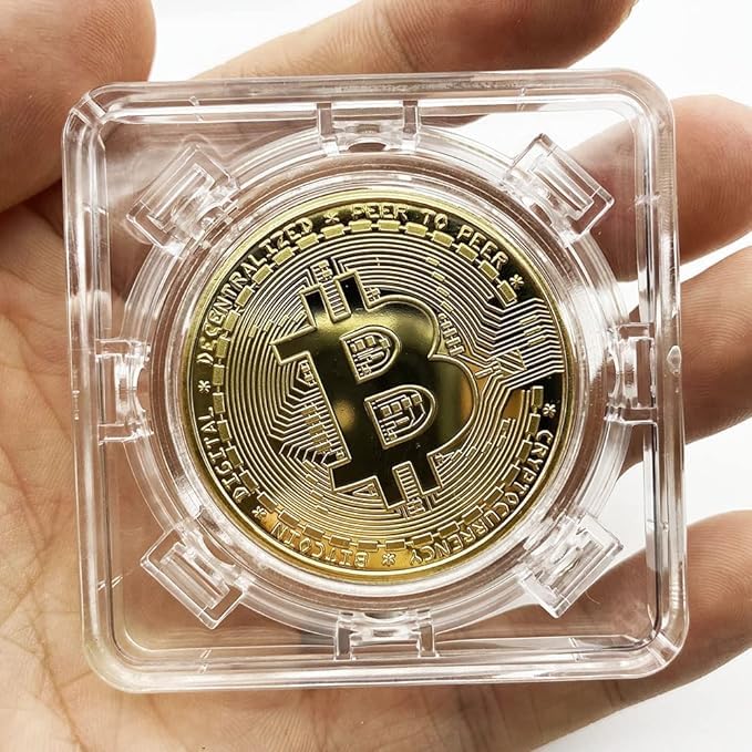 Craftbia Bitcoin Coin in Square Acrylic Spinner Box |Crypto Currency ...