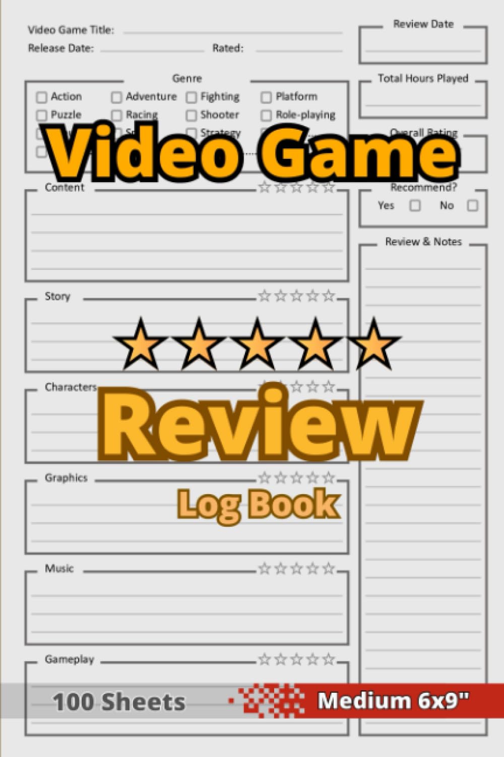 Video Game Review Log Book: 6x9" - Video Game Playing Journal - Video ...