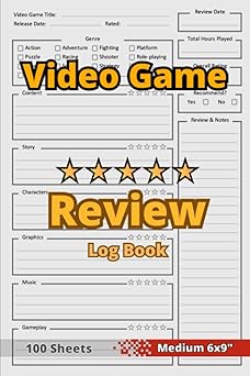 Video Game Review Log Book: 6x9" - Video Game Playing Journal - Video ...