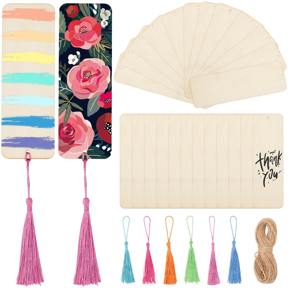 Amazon.com: SOFPLATE 30 Sets Wooden Bookmark Blanks 6 x 2 Inch ...