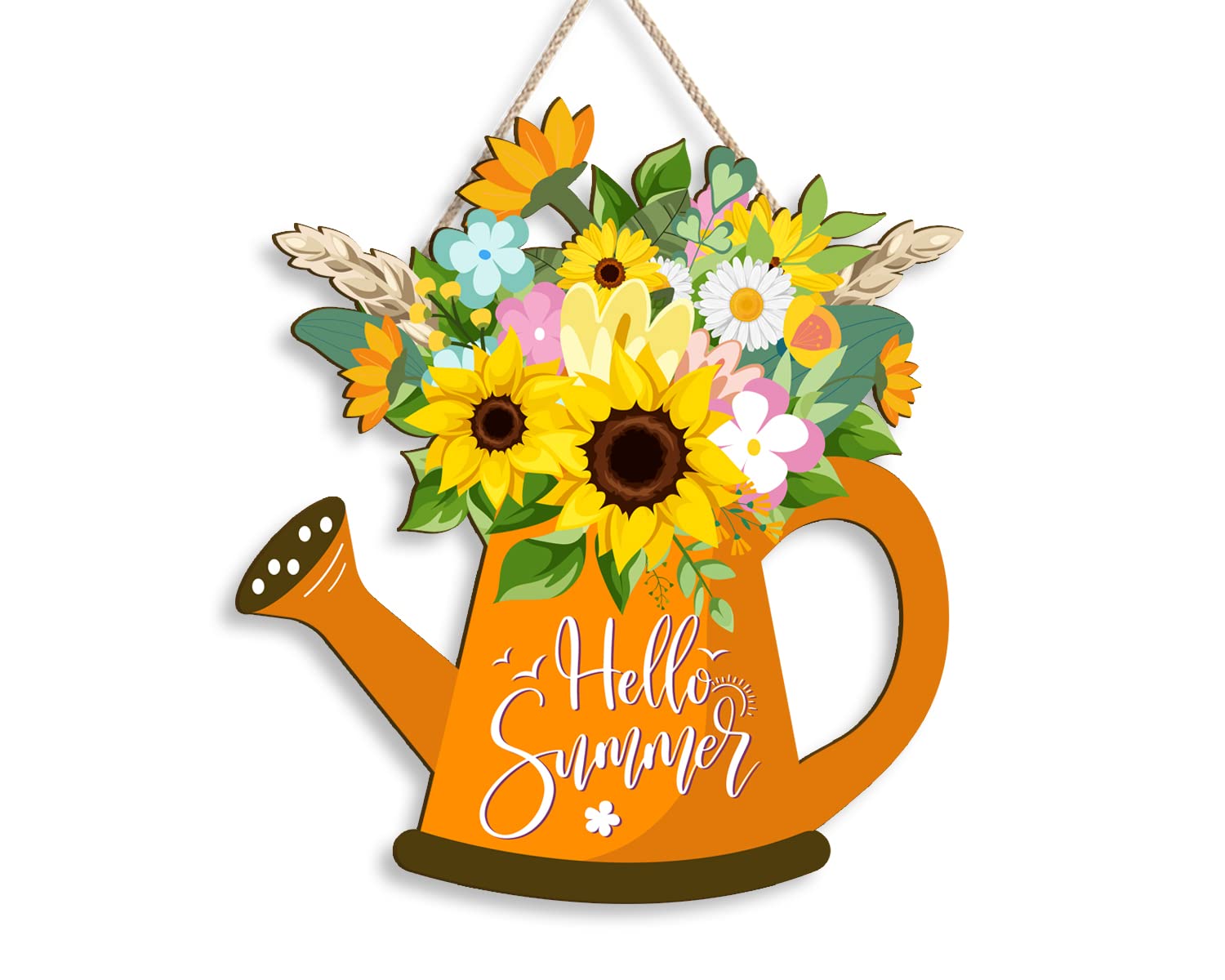 Amazon.com: Hello Summer Door Sign Farmhouse Sunflower Summer Decor ...