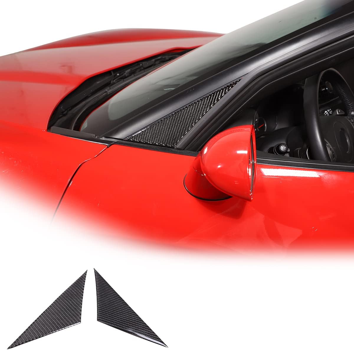 Amazon.com: Carbon Fiber Car Front Door Window A Pillar Triangle Cover ...