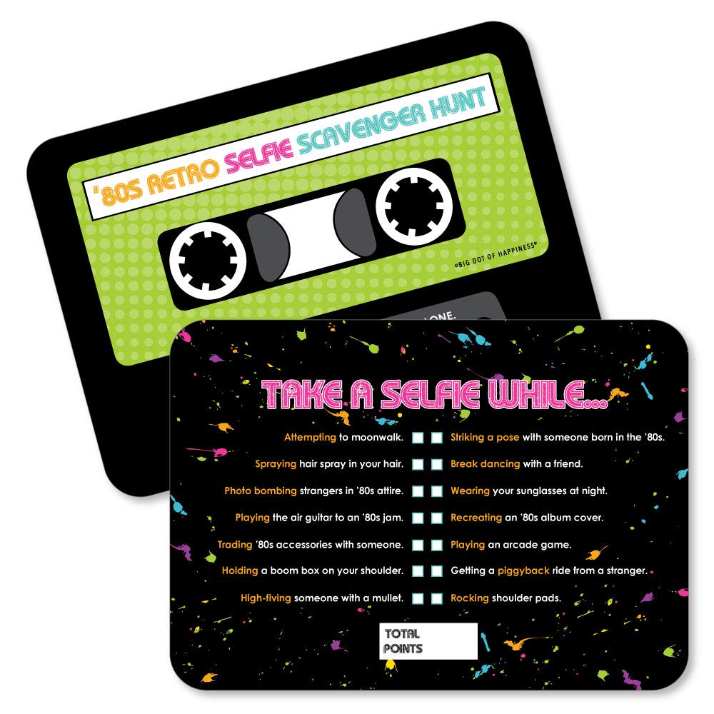 Amazon.com: Big Dot of Happiness 80's Retro - Selfie Scavenger Hunt ...