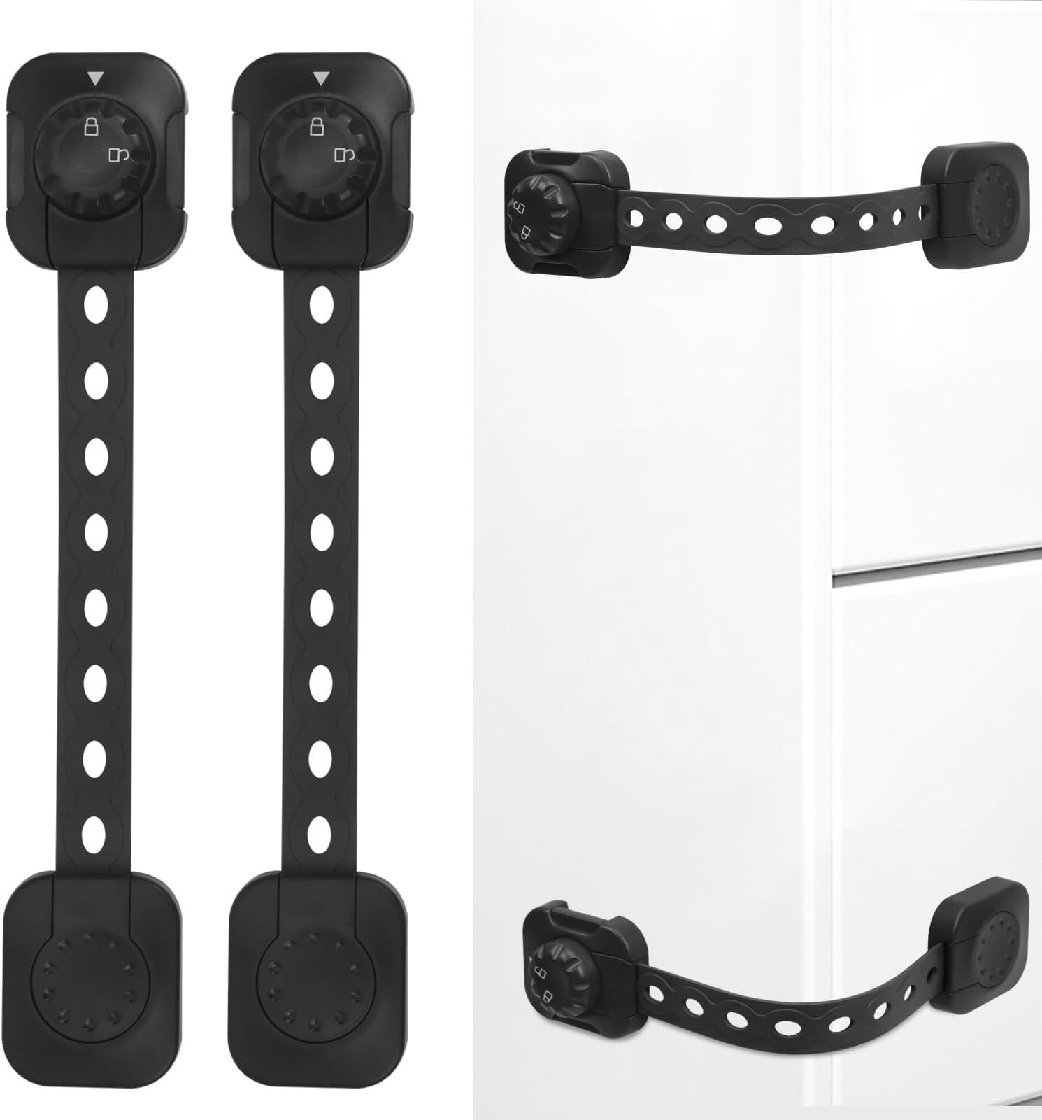 Amazon.com: Bates- Child Safety Strap Locks, 6 Pack, Black Baby Cabinet ...