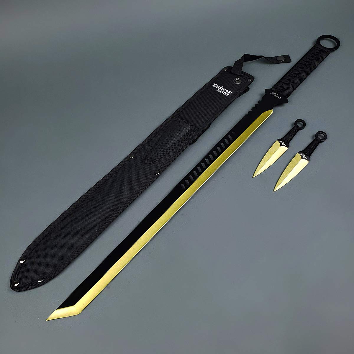 Amazon.com: Tactical Master Machete Set with Throwing Knives. For ...