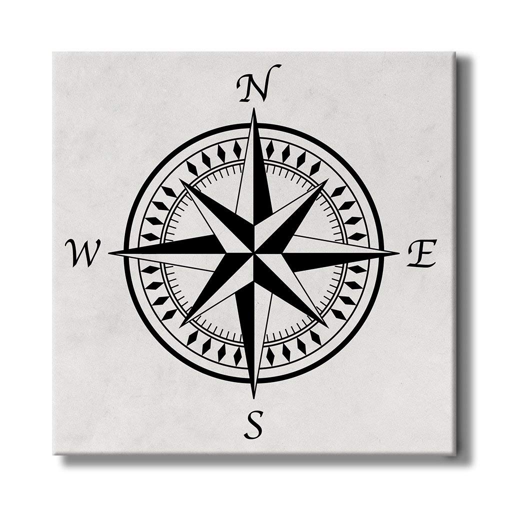 Amazon.com: Compass Rose Wall Art - 10 inches x 10 inches - Stretched ...