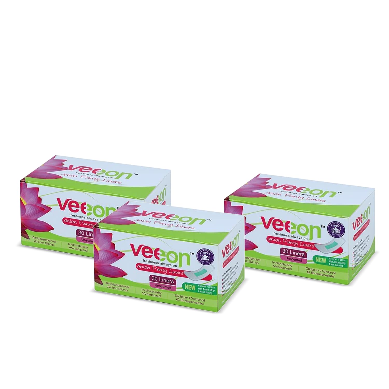 Buy Veeon Anion Panty Liners 30 Count (30 count (Pack of 3)) Online at ...