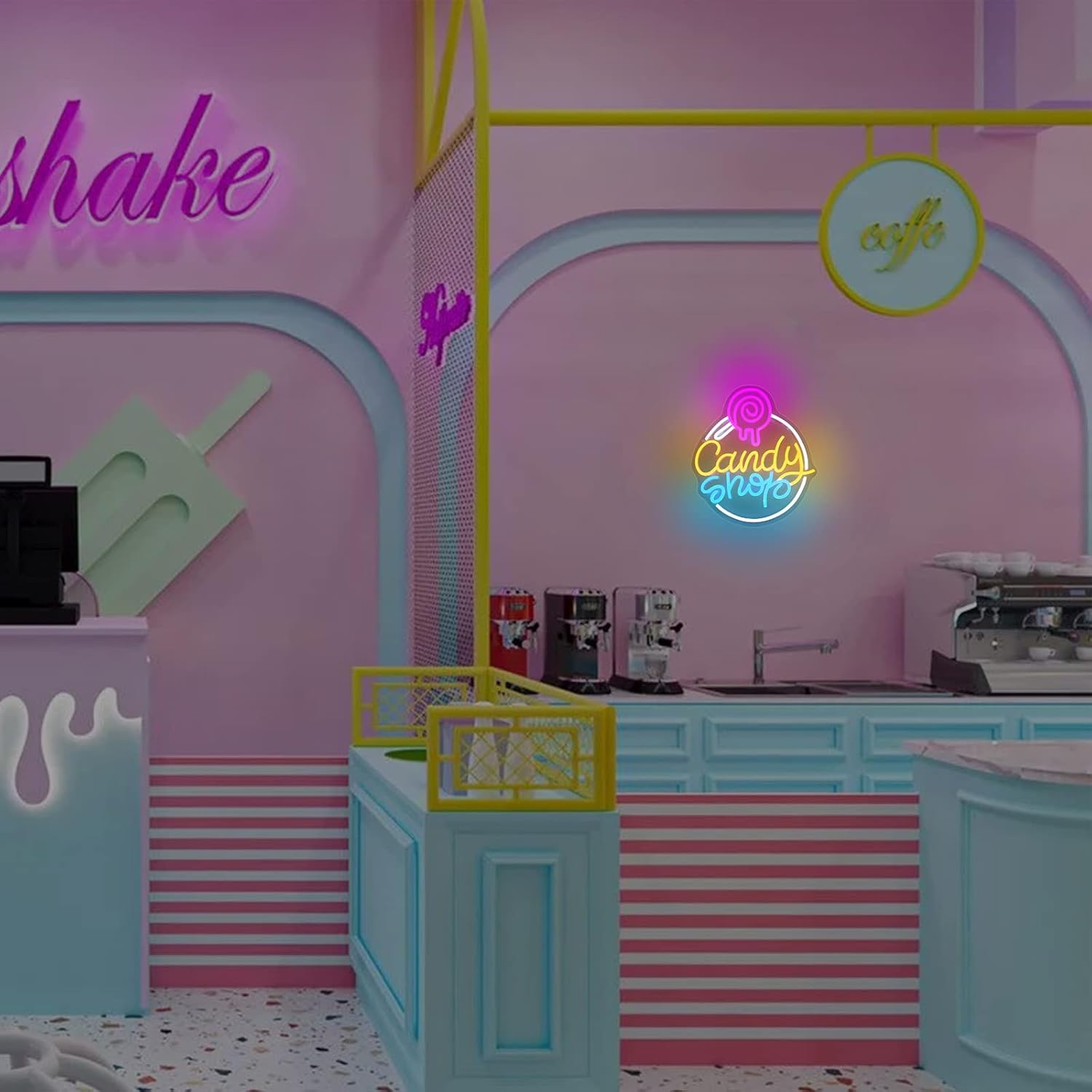 Moodlion Candy Shop – Letrero de neón para decoración de pared ...