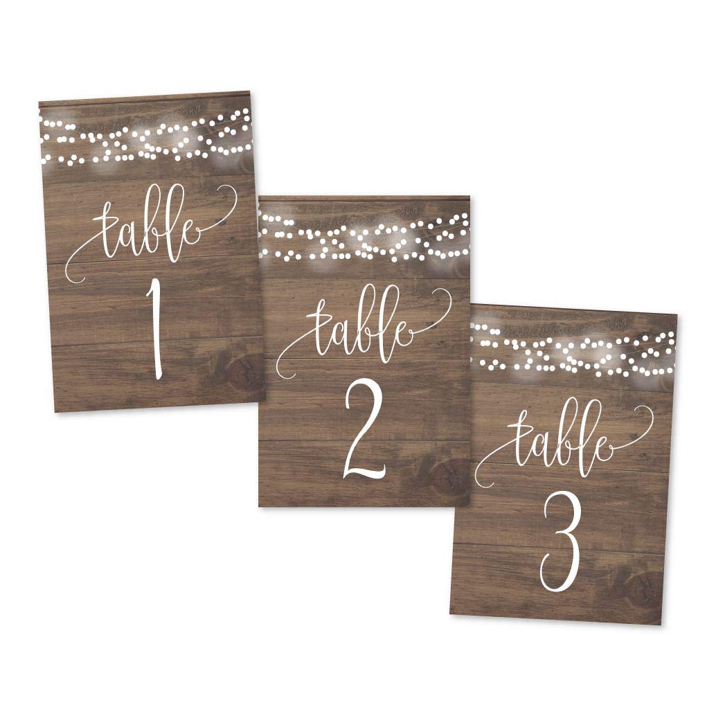 Hadley Designs 1-25 Rustic Wood Lights Table Number Double Sided Signs ...