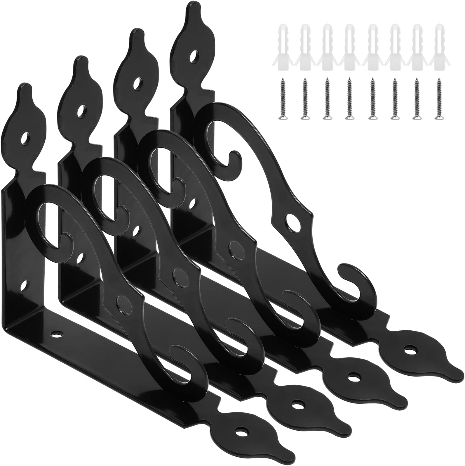 Amazon.com: Decorative Shelf Mount Supports Brackets Black Pair 6 Inch ...