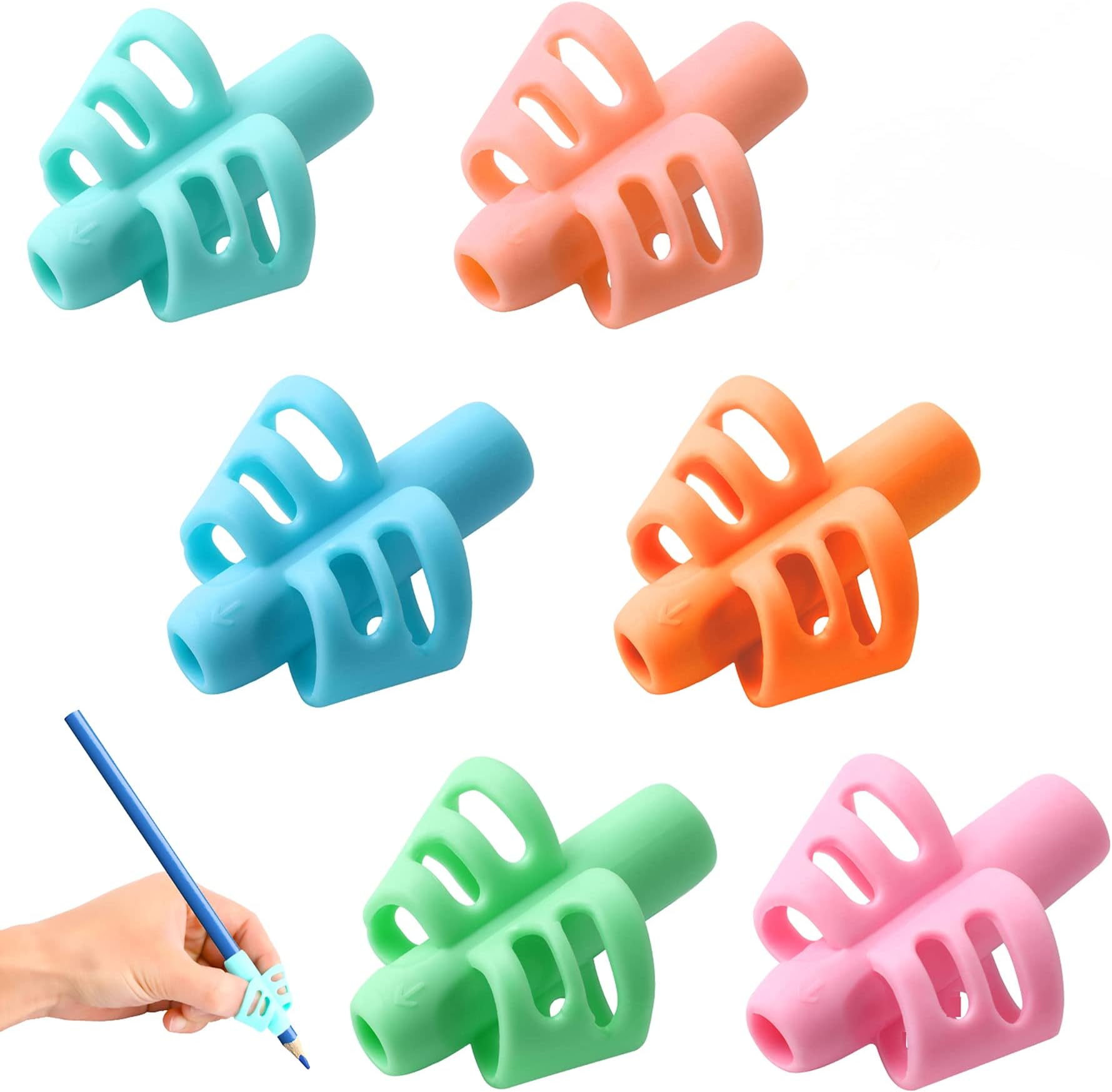 SANNIX 6 Pack Pencil Grips for Kids Handwriting, Pencil Holder ...