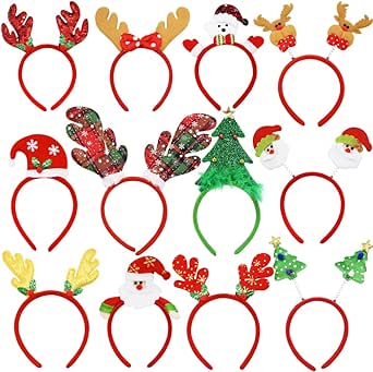 Amazon.com: CAMIRUS 12PCS Christmas Headbands, Cute Christmas Holiday ...