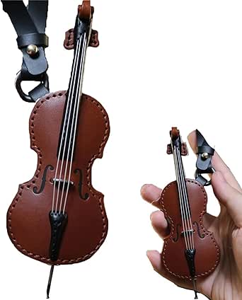 Amazon.com: 3.15 Inch Crafted Leather Violin Cello Keychain Miniature ...