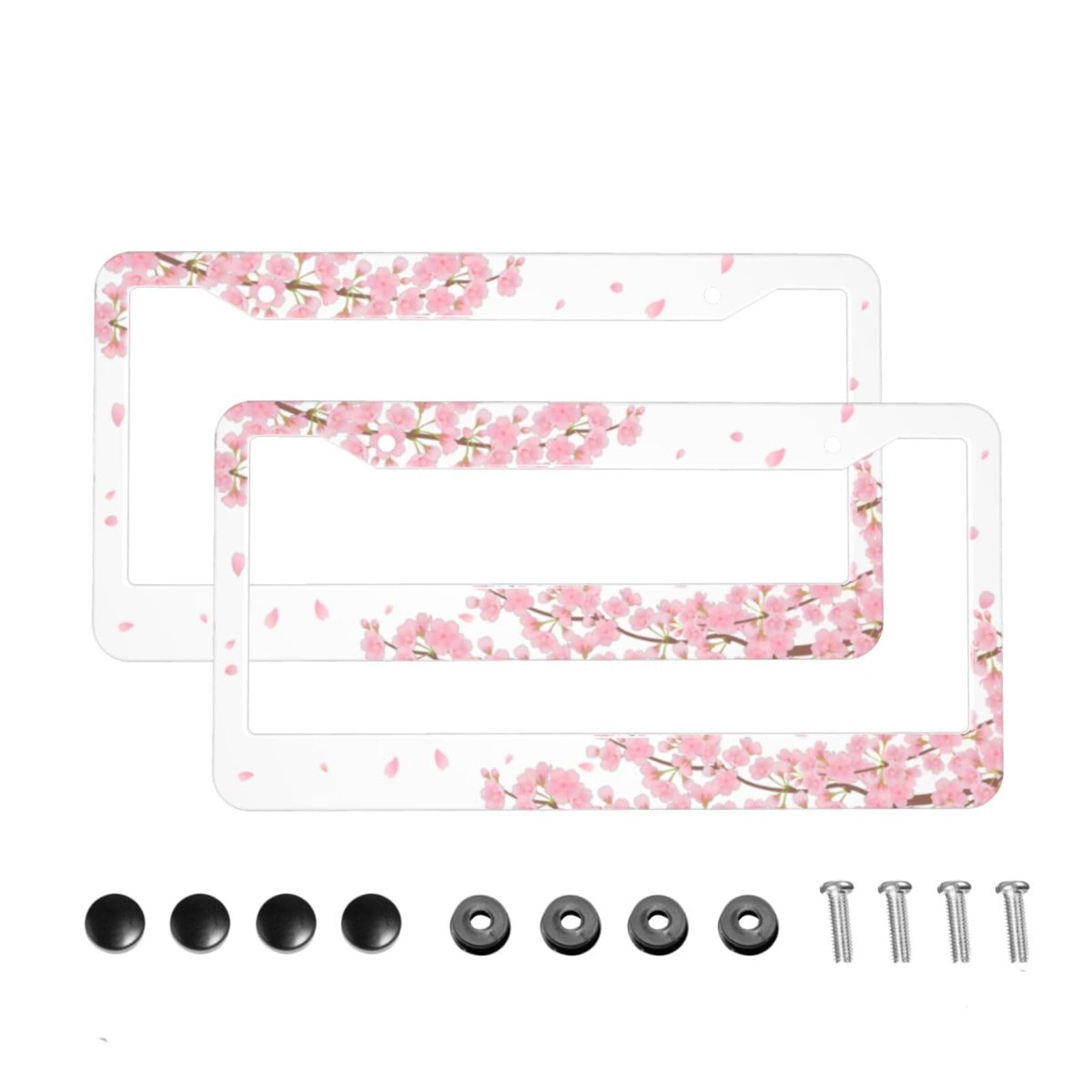 Amazon.com: Cherry Blossom License Plate Frame, 2 Packs Universal ...
