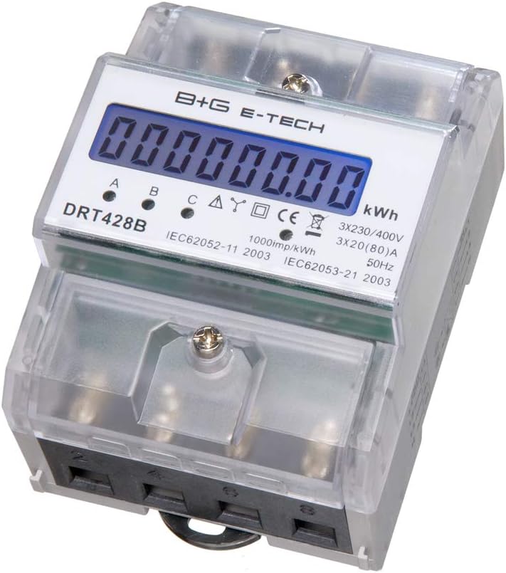 B+G E-Tech DRT428B Digital Electricity Meter. Three Phase Meter for DIN ...