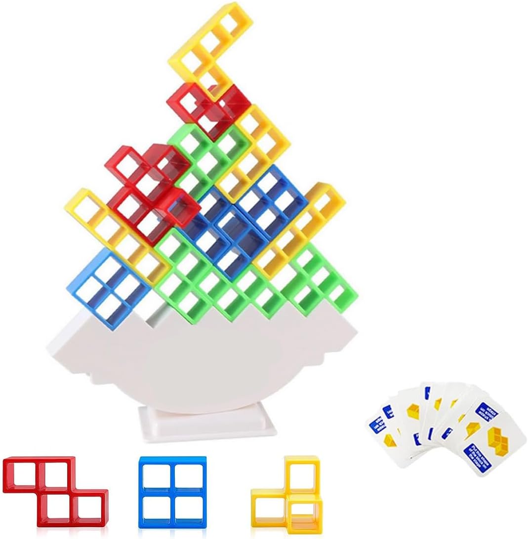 Amazon.com: 32PCS Tetra Tower Balance Stacking Blocks Game, Balancing ...