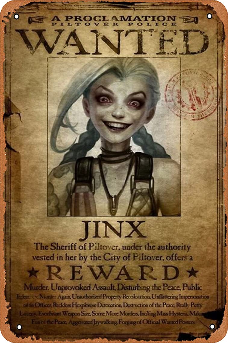 Amazon.com : NIUMOWANG Metal Sign - Jinx Reward Tin Poster 12 X 8 ...