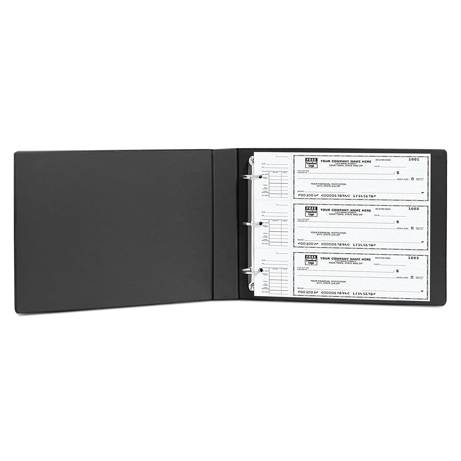 3 Rings Check Binder for End-Stub Deskbook Checks, 3 on a Page, Fit 3 ...