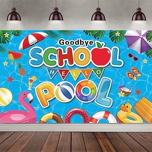 Amazon.com : KYMY Goodbye School Summer Pool Backdrop Banner with 70.8 ...