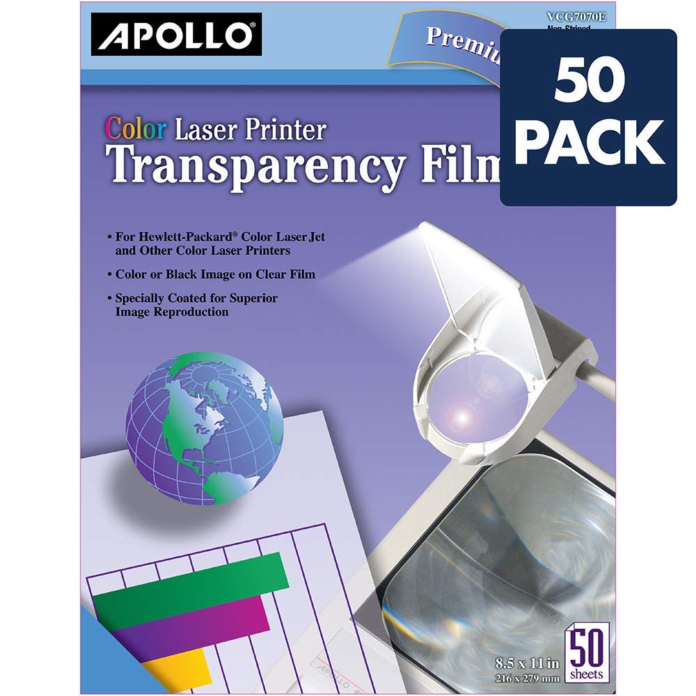 Snapklik.com : APOLLO Transparency Film For Laser Printers, Color, 50 ...