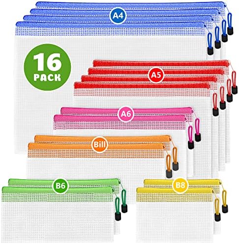 Amazon.com : 16 Pack Assorted Sizes Plastic Mesh Zipper Pouches for ...