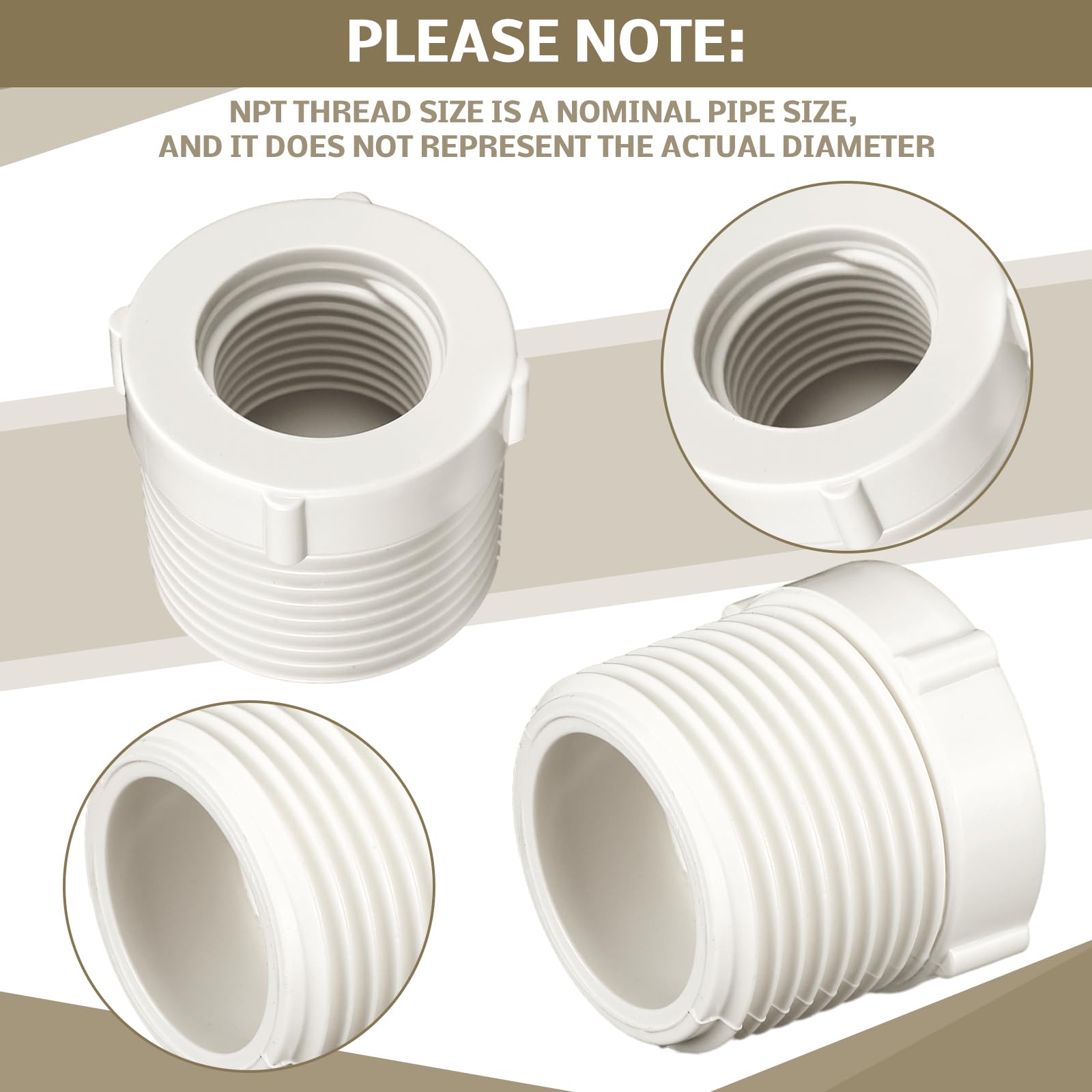 Snapklik.com : 10 Pcs PVC Pipe Fitting 1" Male Thread To 1/2"female ...