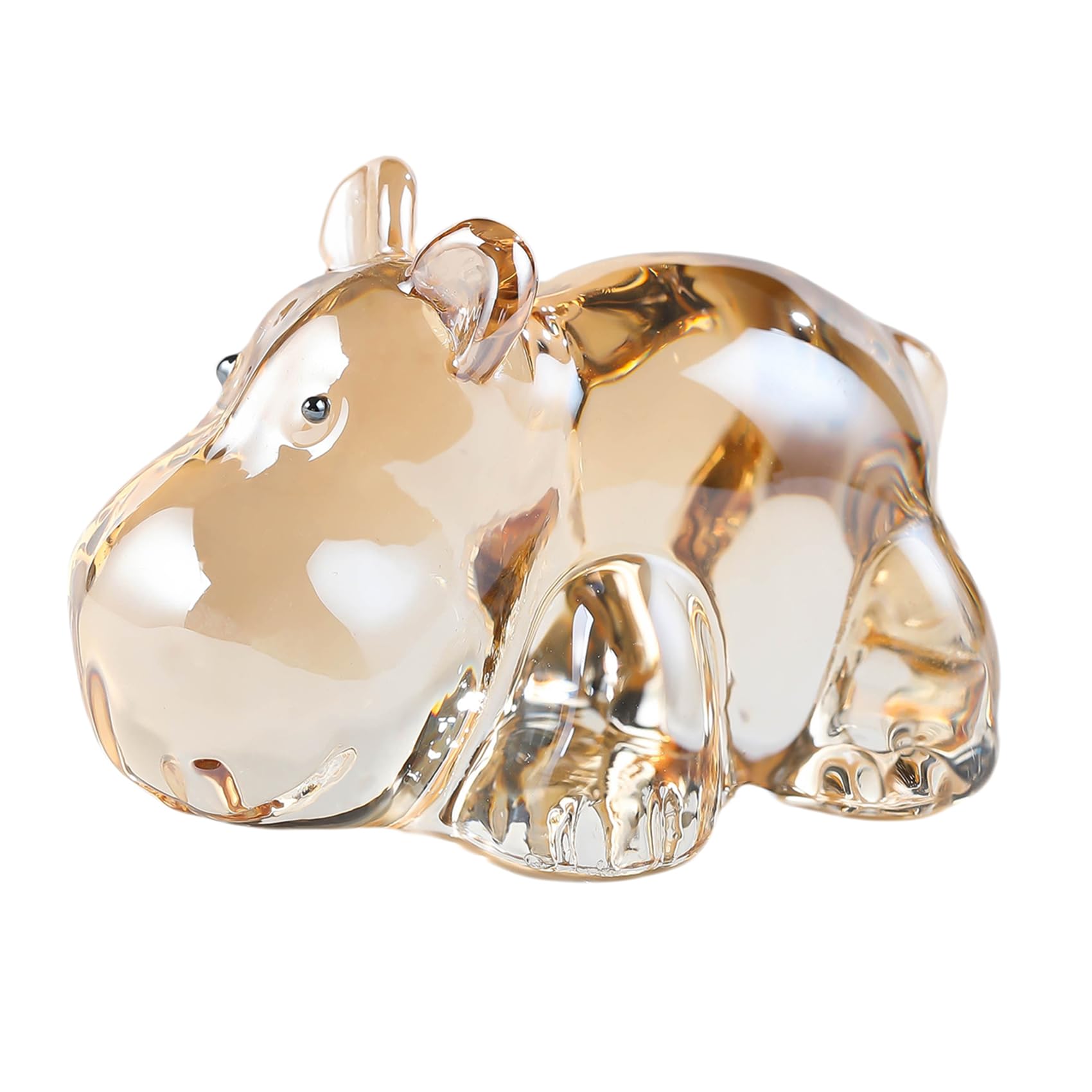 Amazon.com: Arikyrist Crystal Golden Hippopotamus 2.8 in Figurines ...