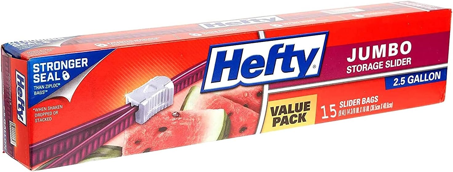 Amazon.com: Hefty Slider Bag, Jumbo, 2.5 Gallon,10 Count (Pack - 9 ...