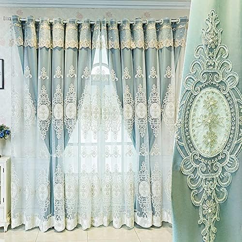 Amazon.com: Amidoudou 1 Pair European Double Layer Curtains with ...