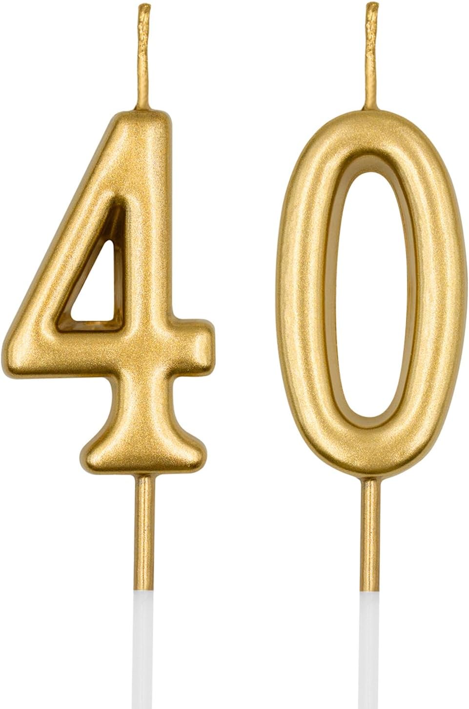 Amazon.com: 40th Birthday Candles, Champagne Gold Number 40 Candle for ...