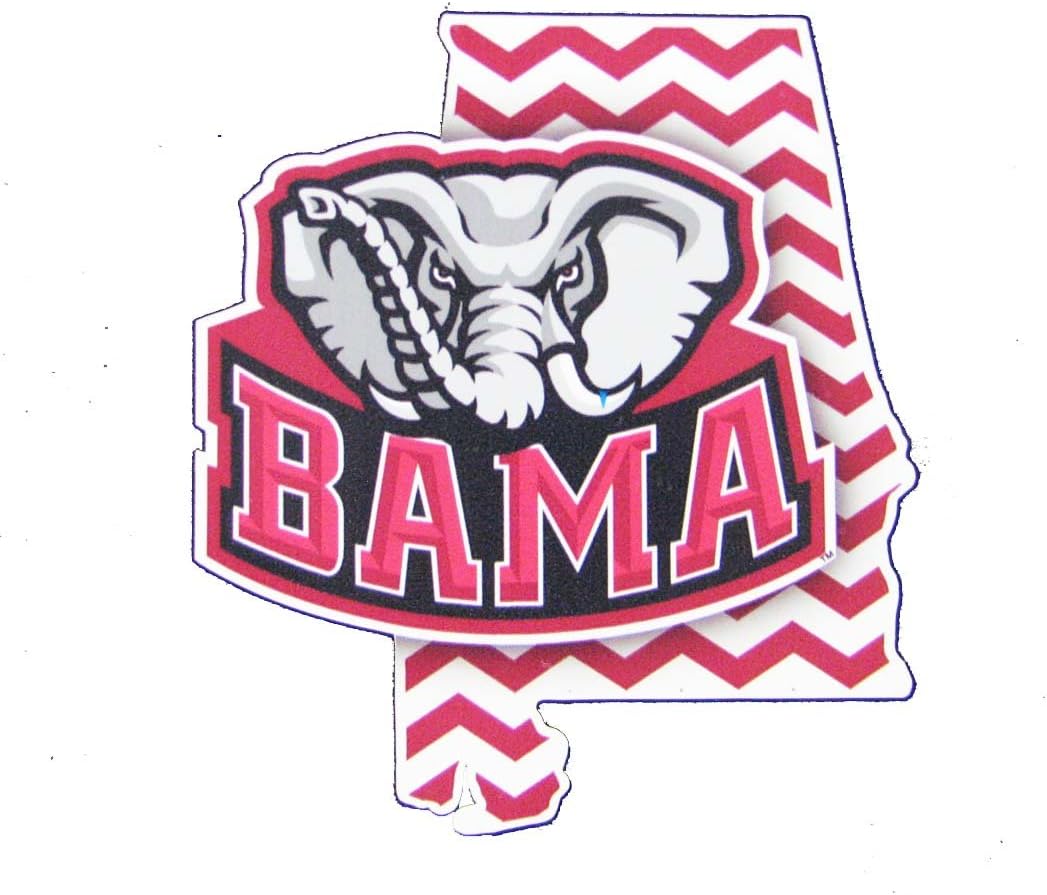 Amazon.com: Auto-Graph Alabama College Football Chevron State Outline W ...