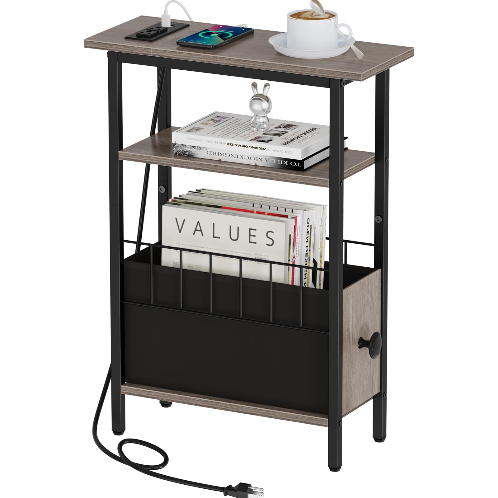 Amazon.com: Snughome Narrow Side Table with Charging Station, Slim End ...