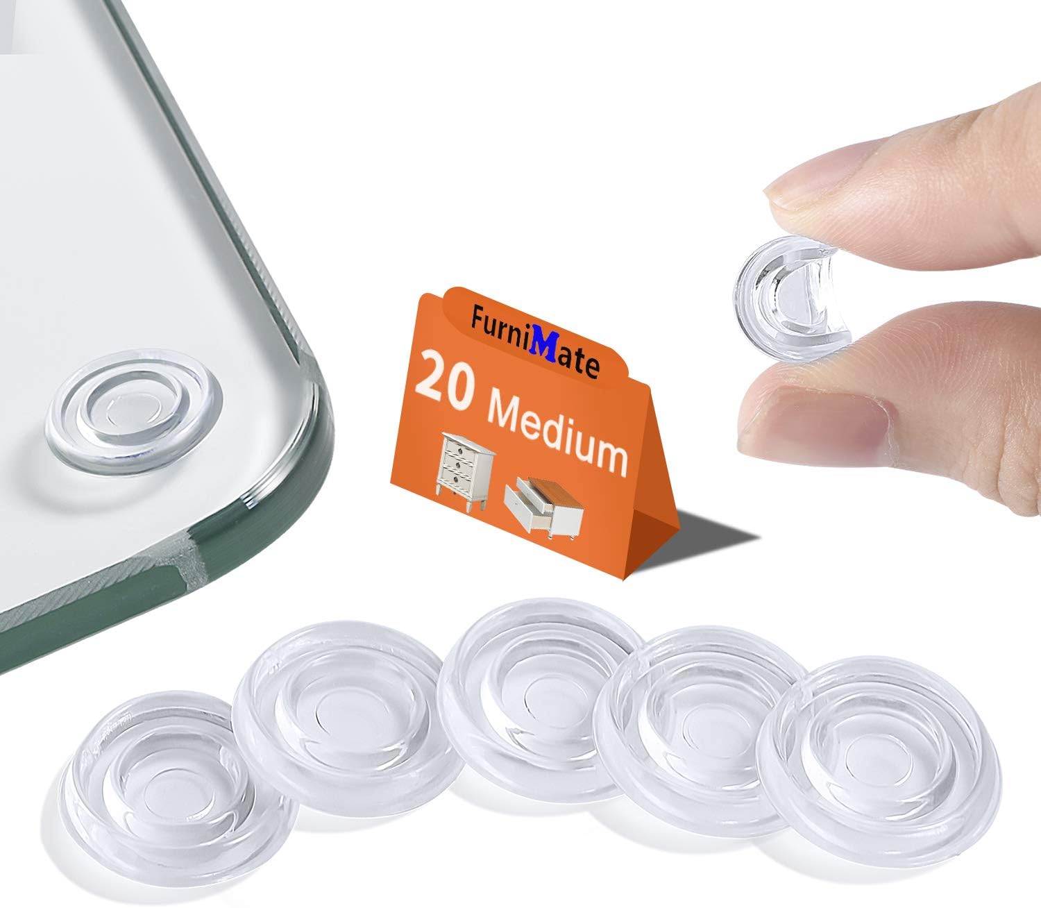 Litoexpe 150 Pieces Glass Table Top Bumpers with Stem, 5 Size Clear ...